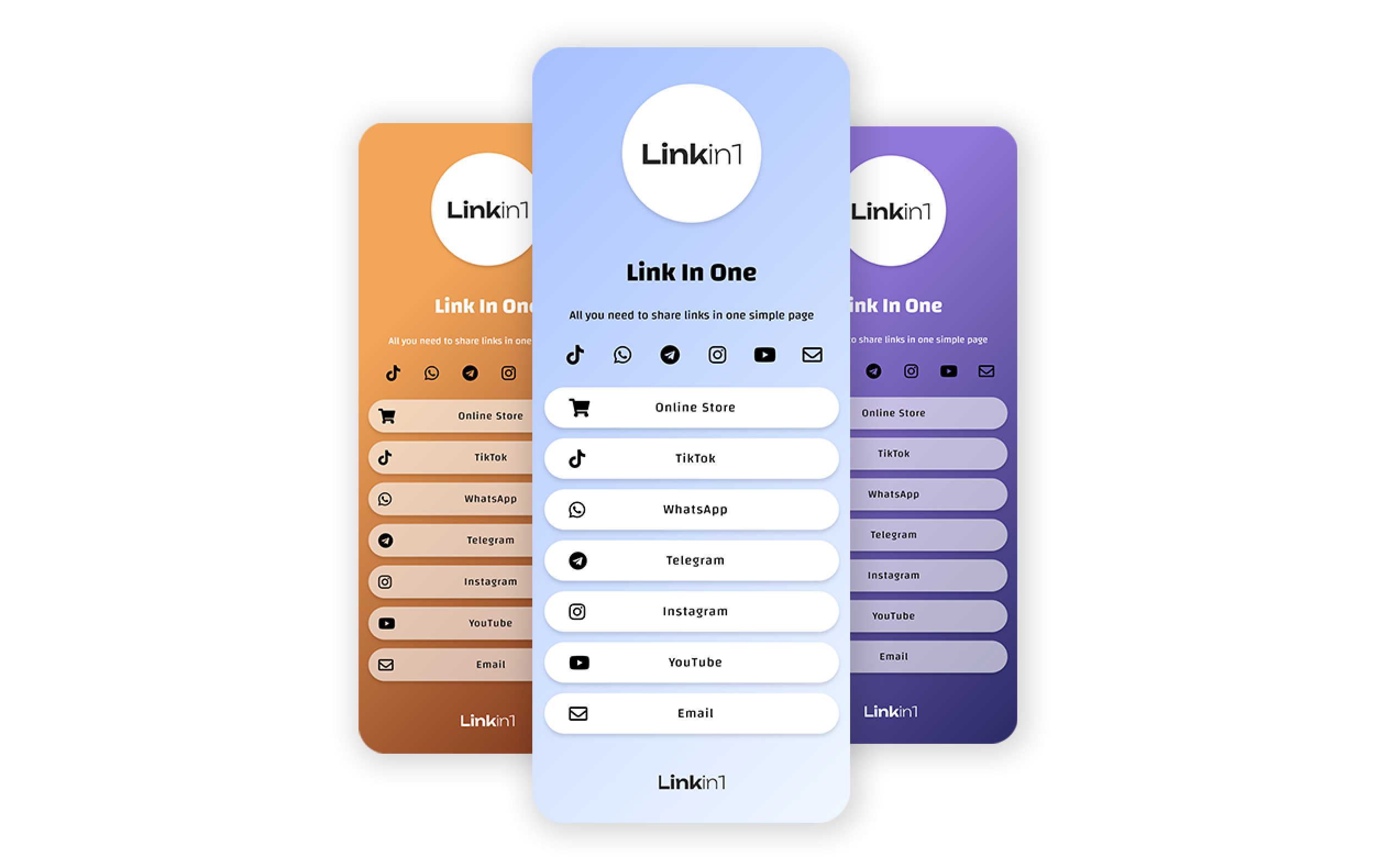 Linkin 1 | Link in Bio HTML Templates, Customizable, One Time Purchase